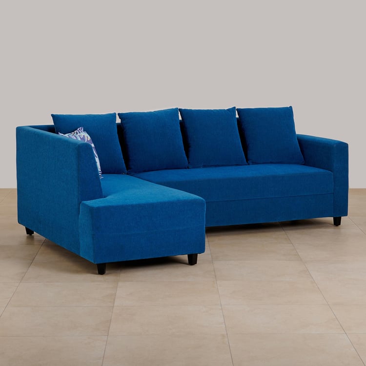 Buy (Refurbished) Helios Ciro Fabric 3-Seater Left Corner Sofa with Chaise - Blue from Helios by ...