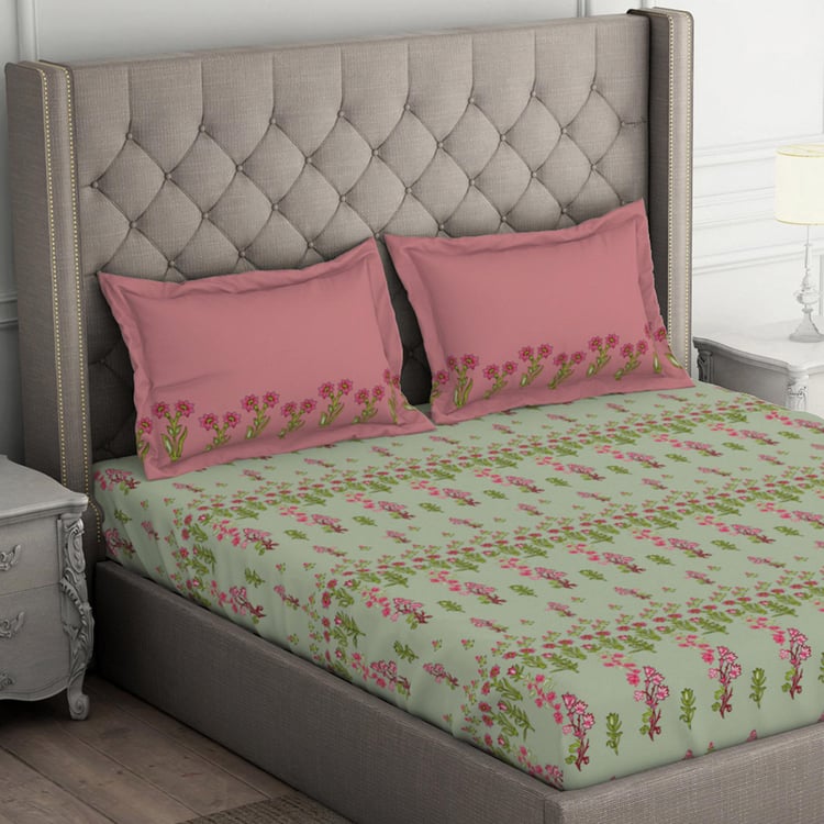 Buy SPACES Aster Cotton 138TC Floral Print 3Pcs Queen Bedsheet Set from ...