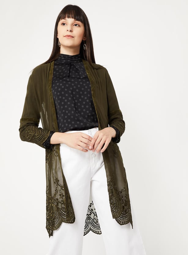 Buy CODE Schiffli Detailed Longline Sheer Shrug from CODE at just INR ...