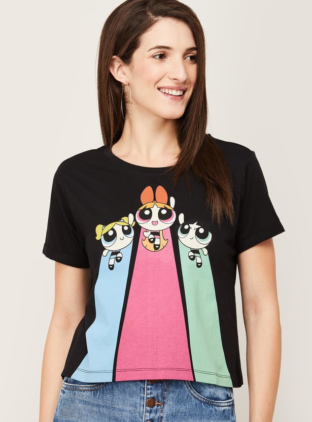 Buy GINGER Women Character Powerpuff Girls Printed T-shirt from Ginger ...