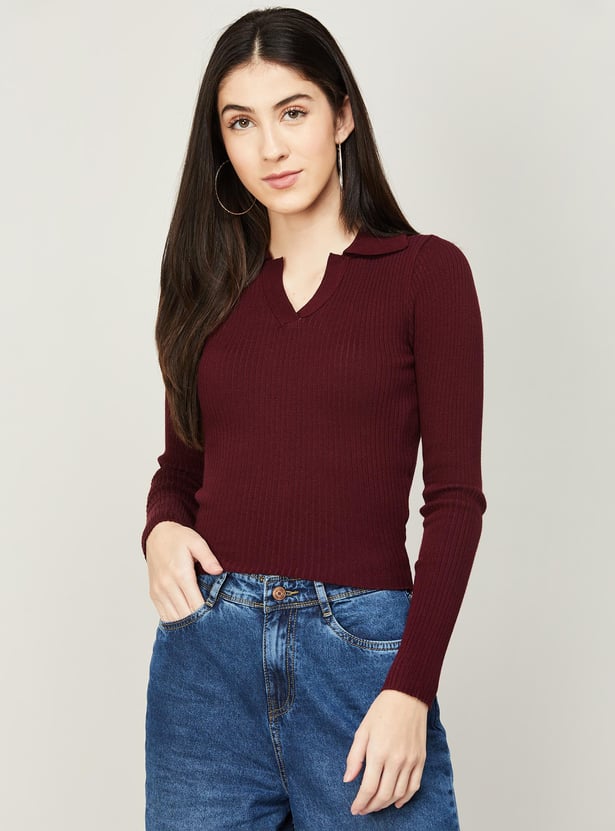 Buy GINGER Women Textured Collared Top from Ginger at just INR 999.0