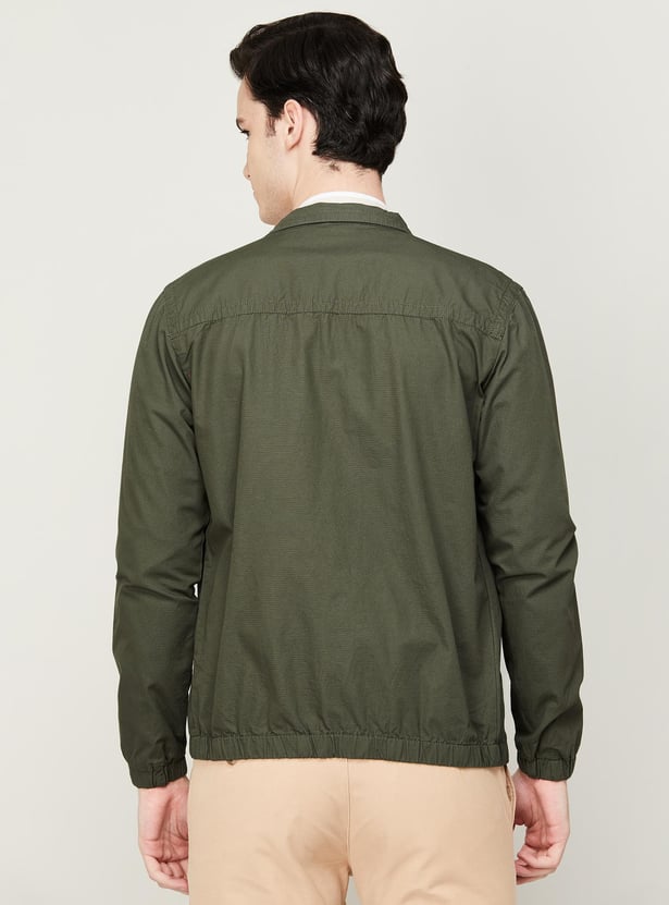 Buy CODE Men Solid Collared Bomber Jacket from CODE at just INR 2499.0