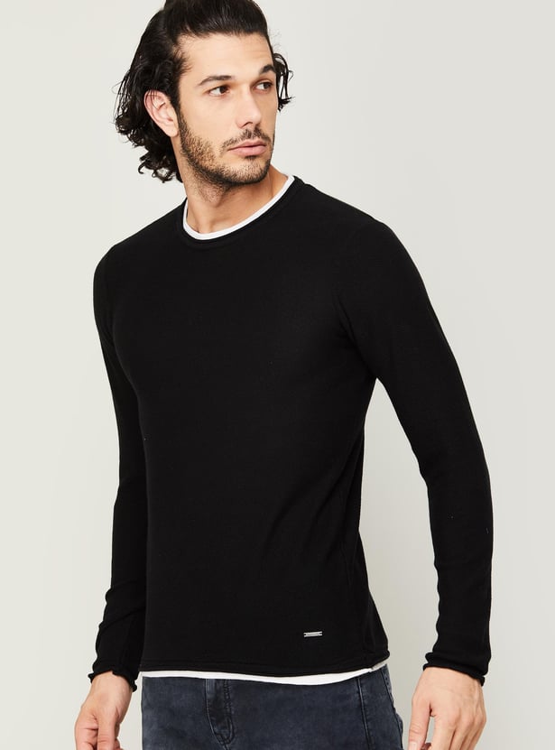 Buy BOSSINI Men Solid Long Sleeves Crew Neck T-shirt from Bossini at ...