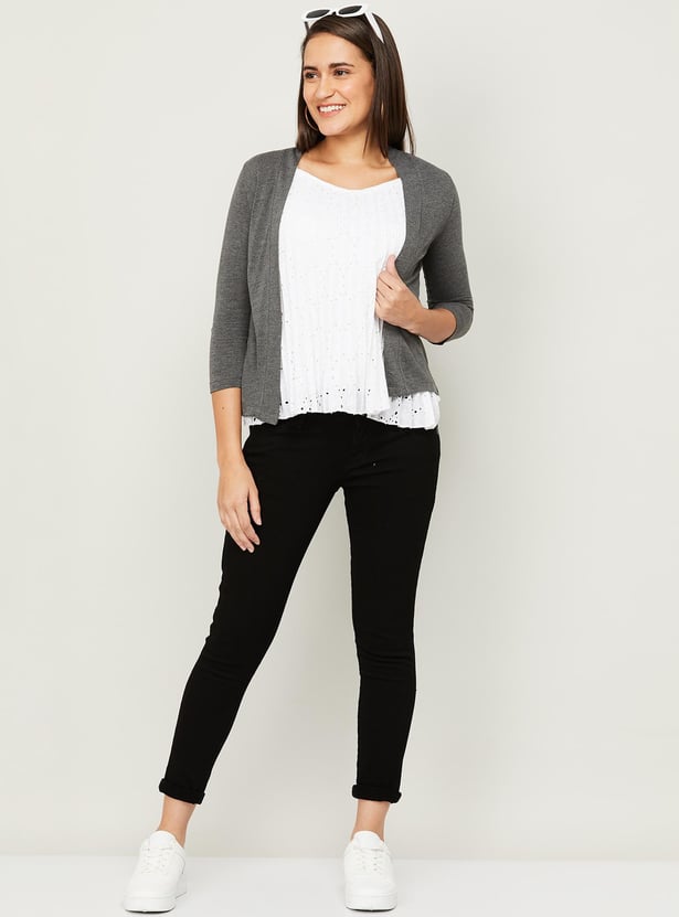 Buy CODE Women Solid Front Open Shrug from CODE at just INR 599.0