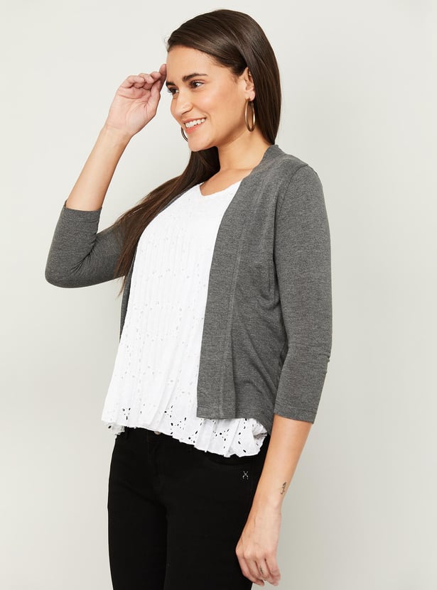Buy CODE Women Solid Front Open Shrug from CODE at just INR 599.0