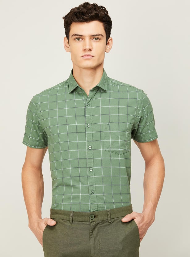 Buy CODE Men Checked Slim Fit Casual Shirt from CODE at just INR 1299.0