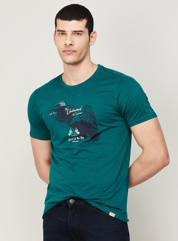 Buy FORCA Men Printed Crew Neck Regular Fit T-shirt from Forca at just ...