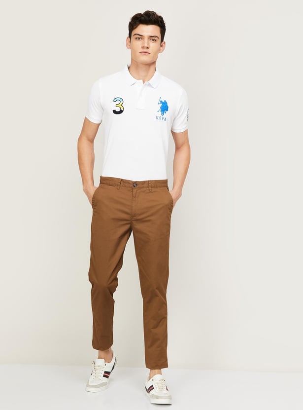 Buy U.S. POLO ASSN. Men Embroidered Regular Fit Polo T-shirt with Step ...