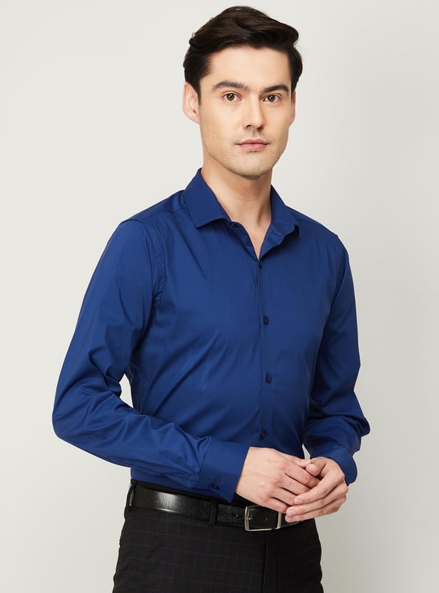 Buy Code Men Solid Full Sleeves Slim Fit Formal Shirt From Code At Just