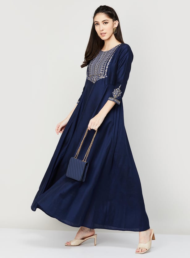 Buy SPAN Women Embroidered A-Line Dress from Span at just INR 3599.0