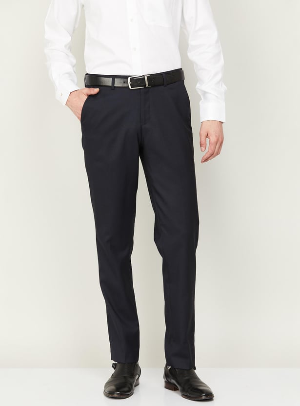 Buy CODE Men Solid Slim Tapered Formal Trousers from CODE at just INR ...
