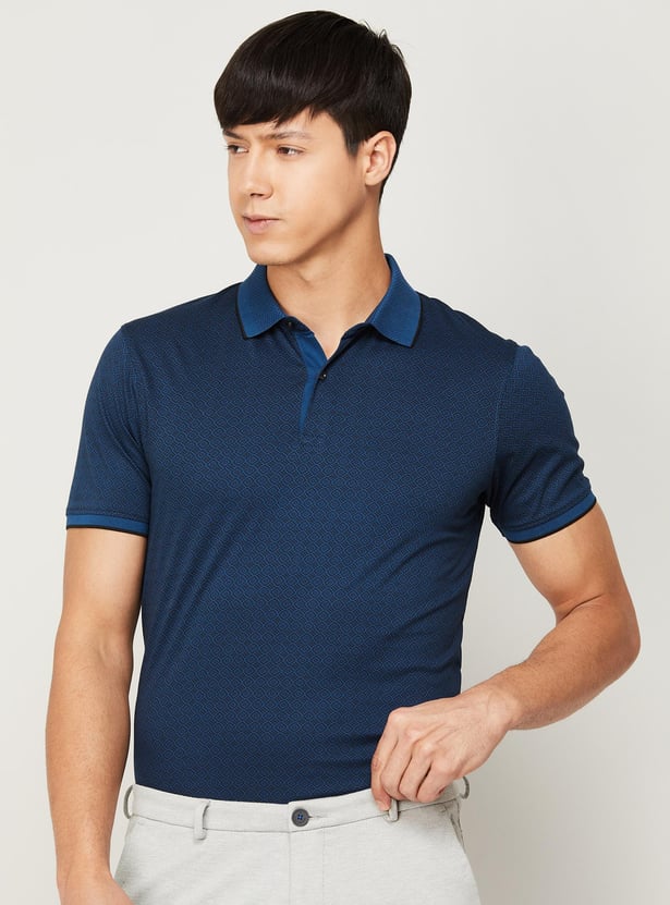 Buy CODE Men Printed Slim Fit Formal Polo T-shirt from CODE at just INR ...