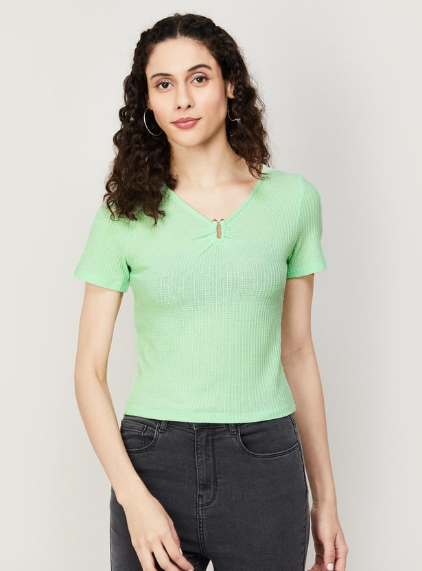 Buy GINGER Women Textured Knit Top from Ginger at just INR 799.0