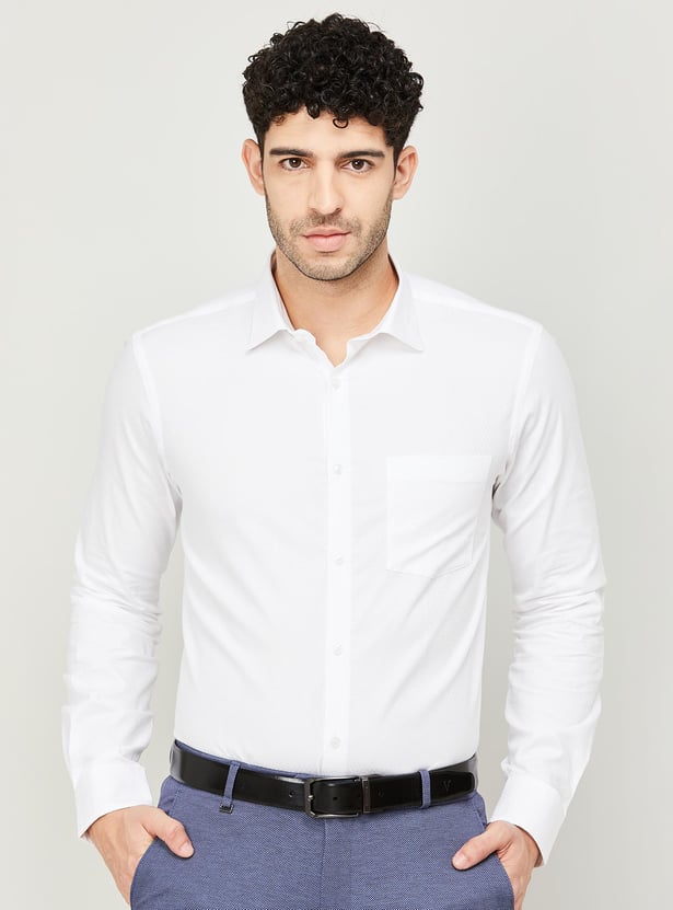 Buy PARK AVENUE Men Solid Slim Fit Structured Formal Shirt from Park ...