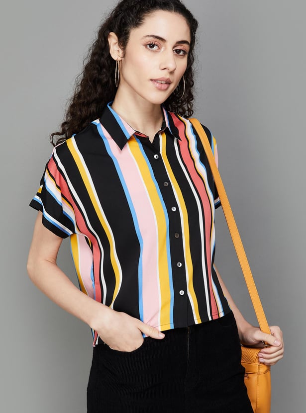 Buy GINGER Women Striped Collared Casual Shirt from Ginger at just INR ...