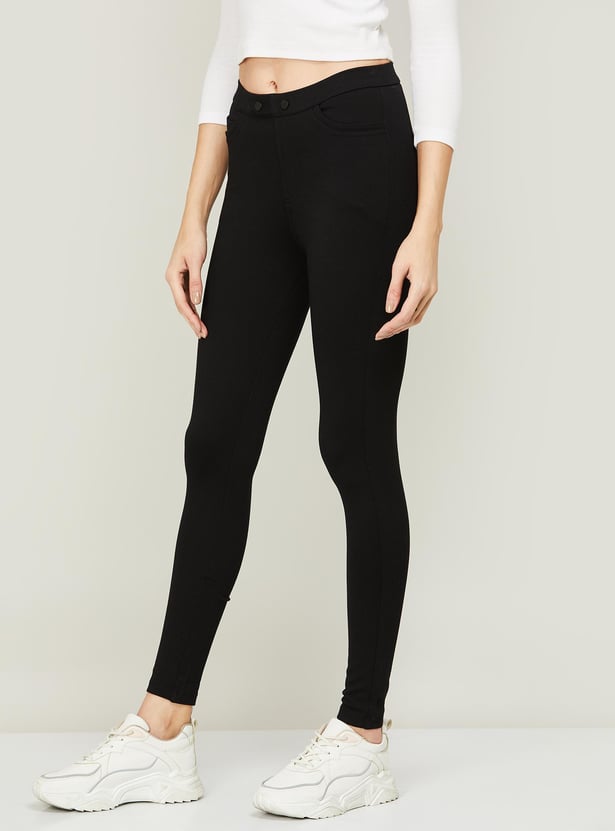 Buy KRAUS Women Solid Full-Length Regular Fit Treggings from Kraus at ...