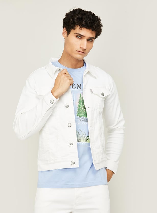 Buy FLYING MACHINE Men Solid Denim Casual Jacket from Flying Machine at ...