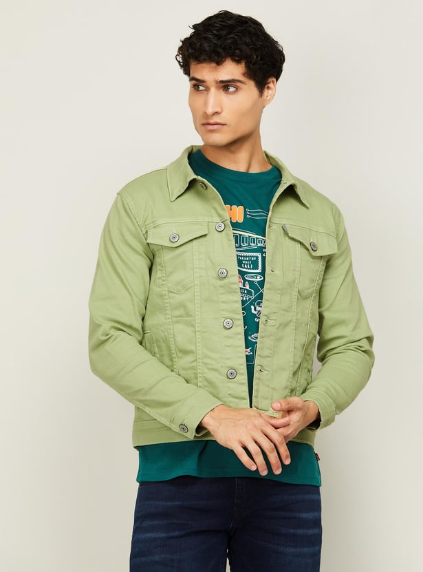 Buy FLYING MACHINE Men Solid Full Sleeves Denim Jacket from Flying ...