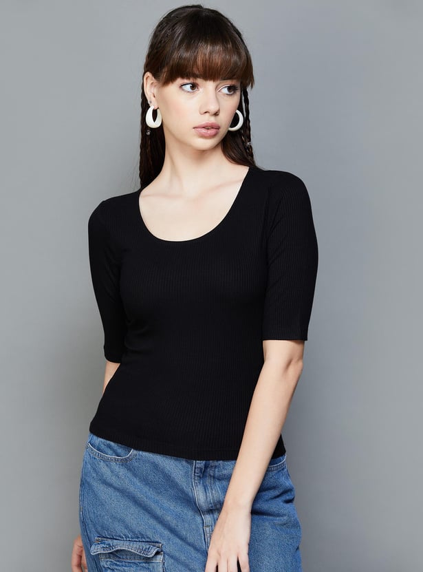 Buy GINGER Women Rib Knit Top from Ginger at just INR 499.0