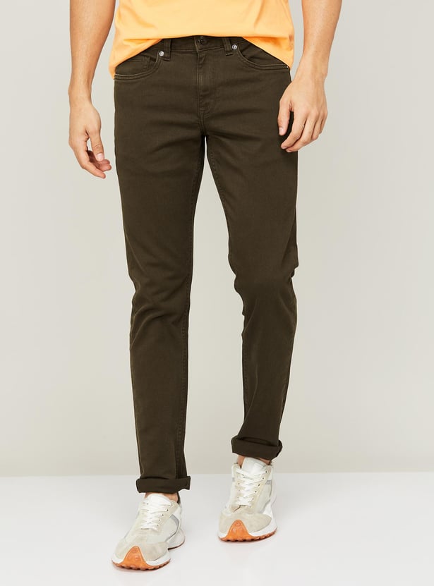Buy LP JEANS Men Solid Slim Straight Casual Trousers from LP Jeans at ...