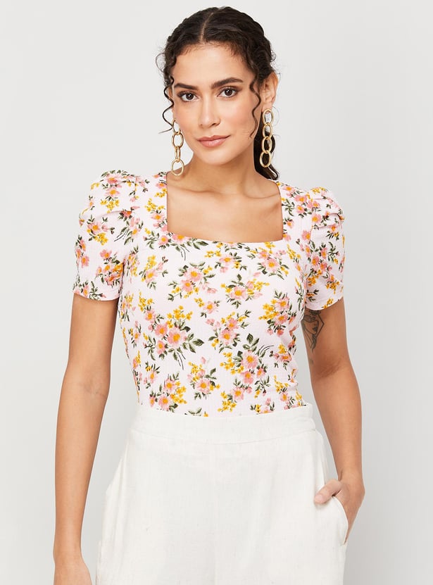 Buy CODE Women Floral Printed Puffed Sleeve Top from CODE at just INR 999.0