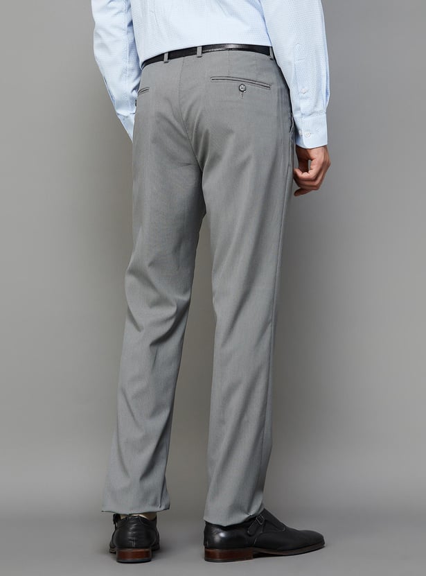 Buy CODE Men Textured Slim Tapered Formal Trousers from CODE at just ...