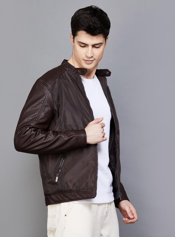 Buy FAME FOREVER Men Solid Zipped Casual Jacket from Fame Forever at ...