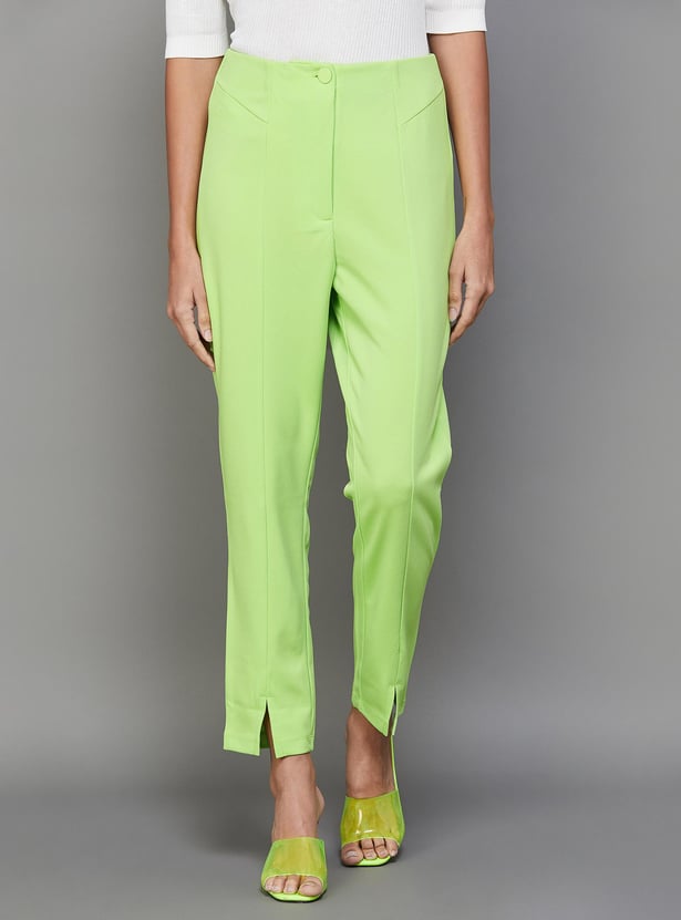 Buy CODE Women Regular Fit Solid Cropped Trousers from CODE at just INR ...