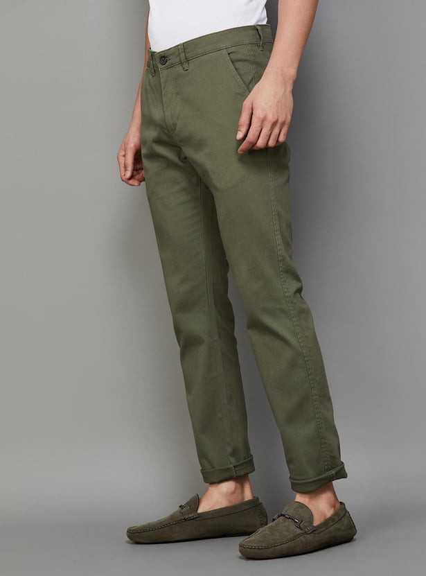 Buy CODE Men Solid Slim Tapered Casual Trousers from CODE at just INR ...