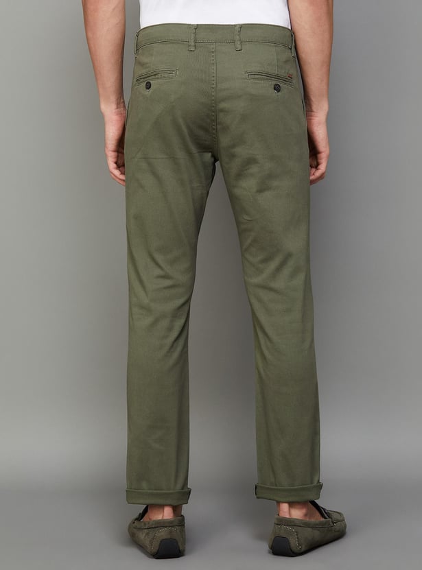 Buy CODE Men Solid Slim Tapered Casual Trousers from CODE at just INR ...