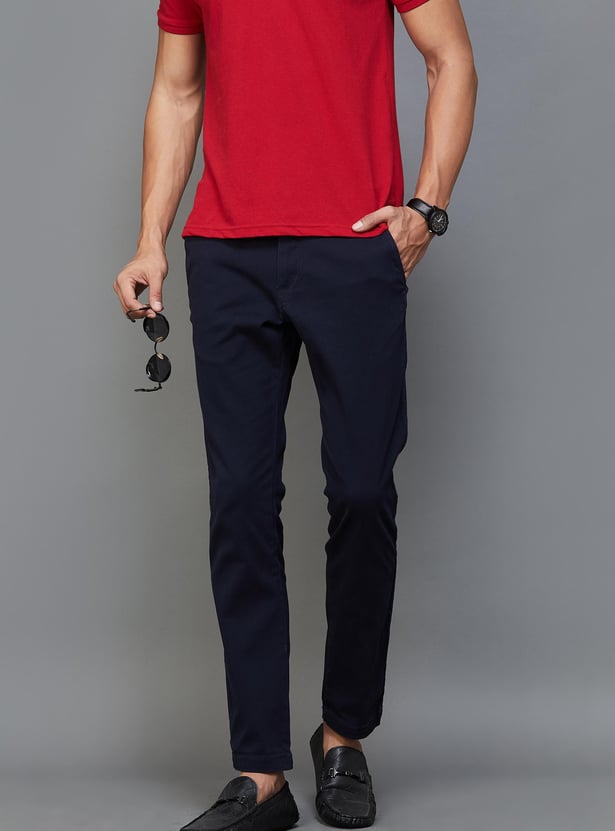 Buy CODE Men Solid Slim Tapered Casual Trousers from CODE at just INR ...