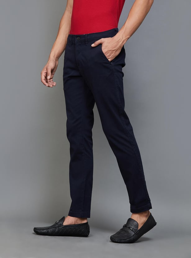 Buy CODE Men Solid Slim Tapered Casual Trousers from CODE at just INR ...