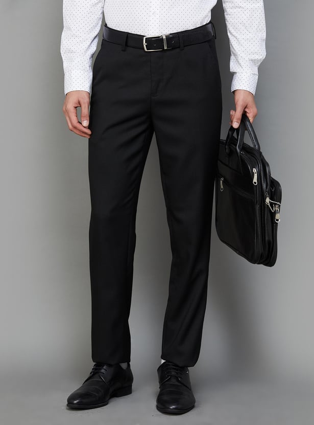 Buy CODE Men Solid Slim Tapered Formal Trousers from CODE at just INR ...