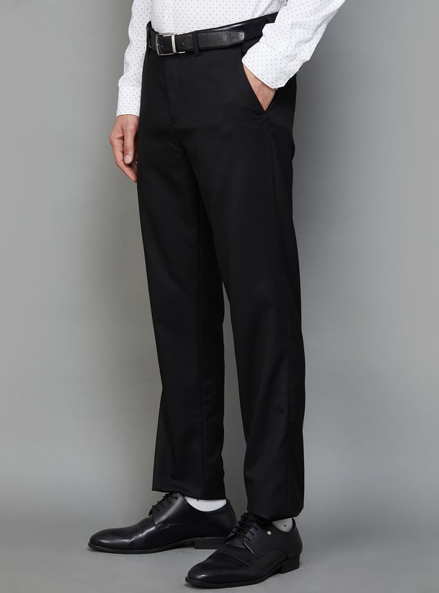 Buy CODE Men Solid Slim Tapered Formal Trousers from CODE at just INR ...