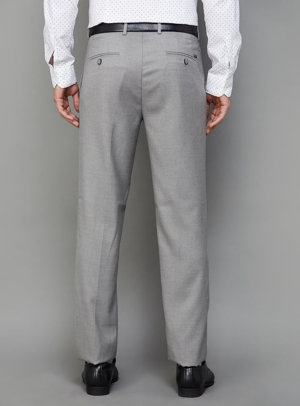 Buy CODE Men Solid Slim Tapered Formal Trousers from CODE at just INR ...