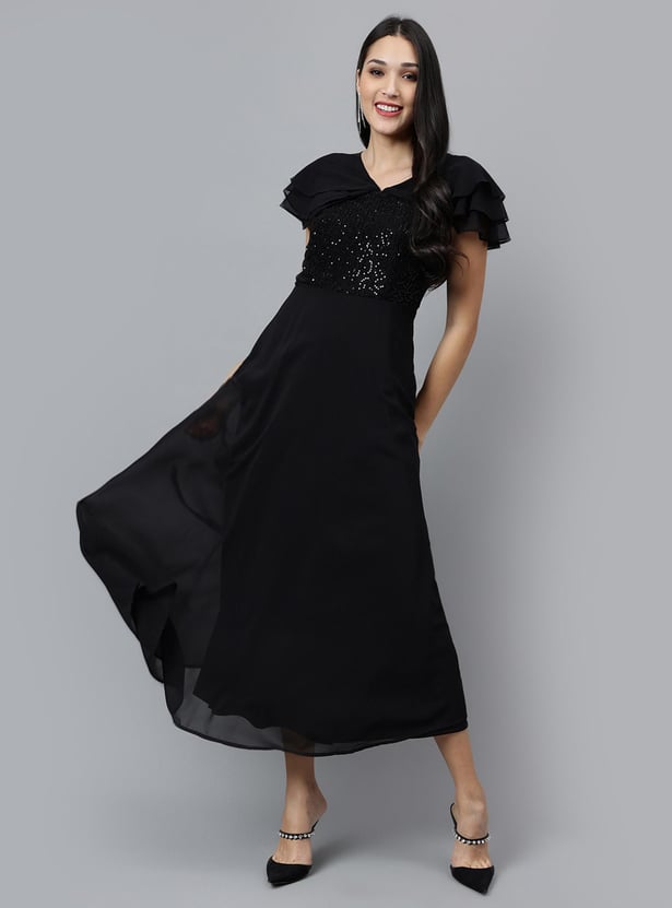 Buy LATIN QUARTERS Women Sequined Maxi Dress from Latin Quarters at ...