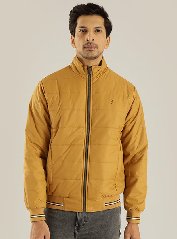 Buy INDIAN TERRAIN Men Solid Reversible Padded Biker Jacket from Indian ...