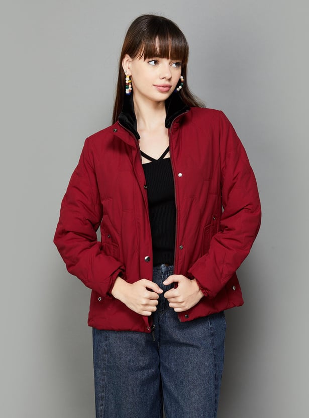 Buy MONTE CARLO Women Solid High-Neck Puffer Jacket from Monte Carlo at just INR 4495.0