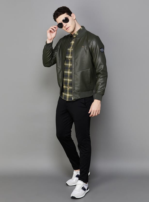 Buy BEING HUMAN Men Solid Bomber Jacket from Being Human at just INR 7699.0