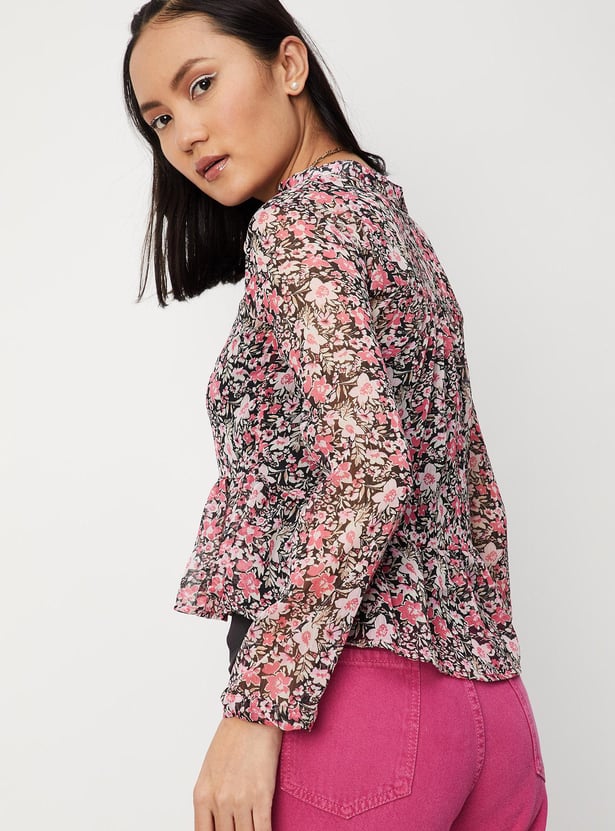 Buy Women Printed Velvet Neck Patch Top Online at just Rs. 799.0 ...