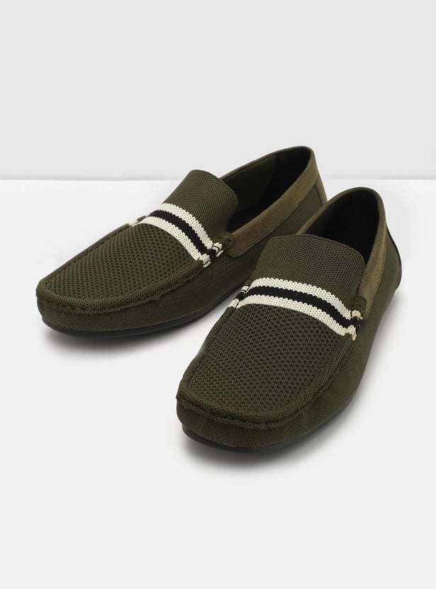 Buy Men Striped Moc Toe Fly-Knit Loafers Online at just Rs. 1299.0 ...