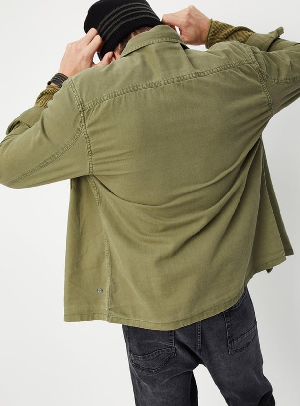 Buy Men Solid Denim Zipped Shacket Online at just Rs. 1499.0 ...