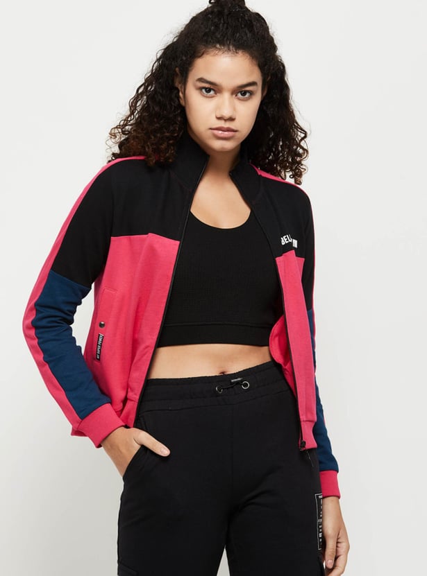 Buy Women Colorblock High Neck Jacket Online at just Rs. 899.0 ...