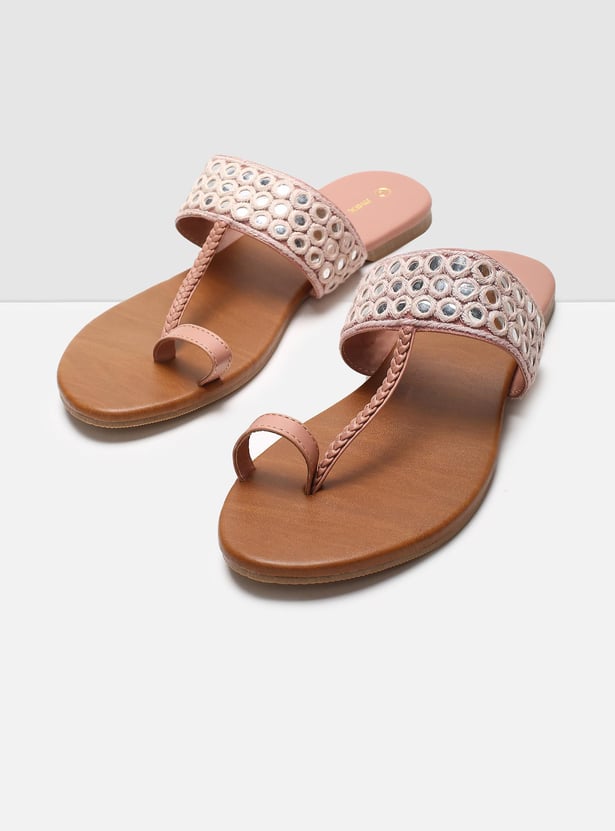Buy MAX Women Mirror-Detailed Flat Sandals Online at just Rs. 599.0 ...