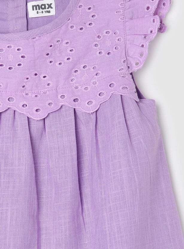 Buy Girls Schiffli Detailed Flutter Sleeves Woven Top Online at just Rs ...