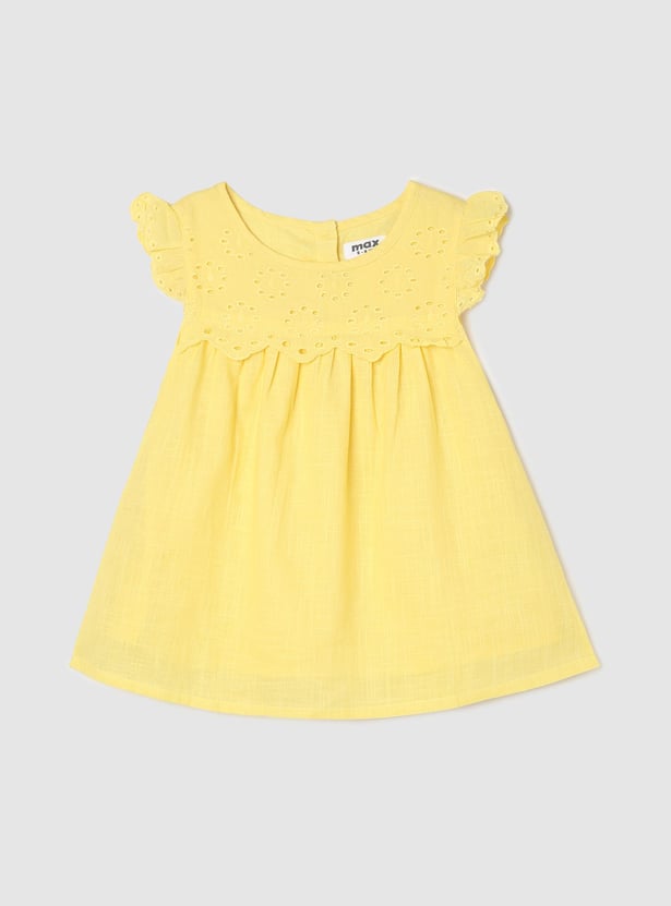 Buy Girls Schiffli Detailed Flutter Sleeves Woven Top Online at just Rs ...