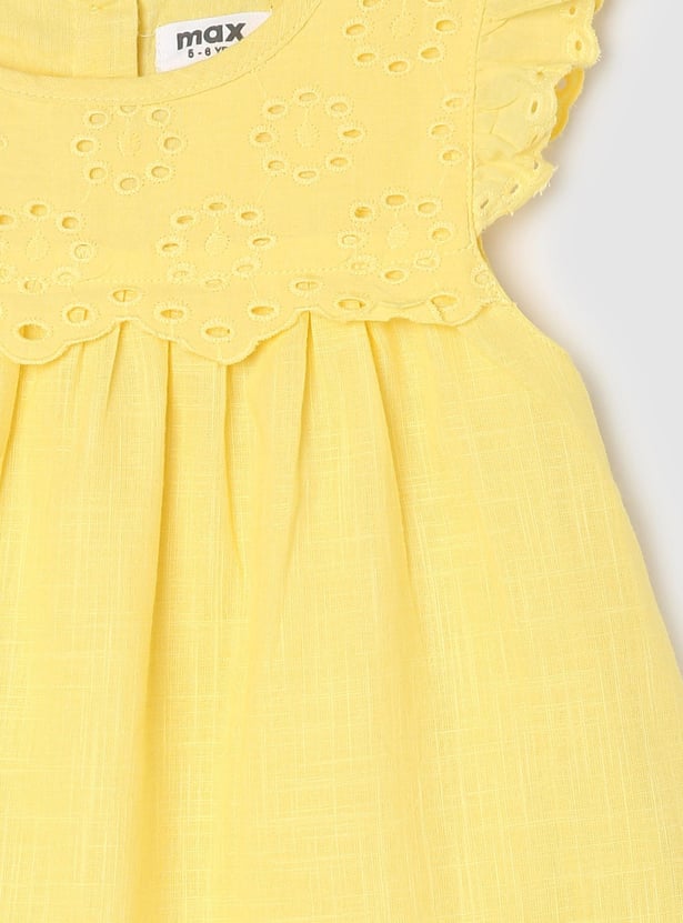 Buy Girls Schiffli Detailed Flutter Sleeves Woven Top Online at just Rs ...