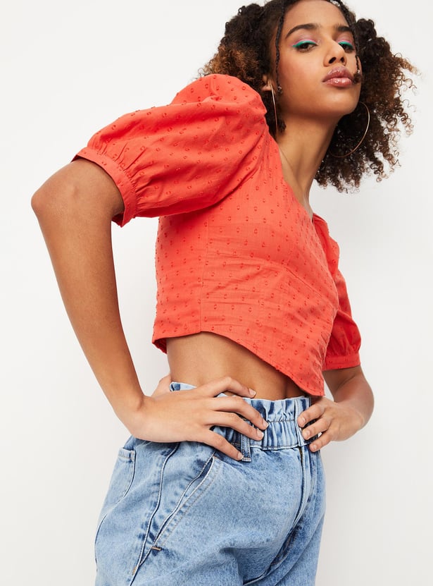 Buy Women Dobby Woven Crop Top Online at just Rs. 599.0 - 1000012041648 ...