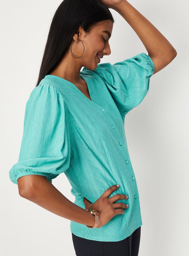 Buy Women Schiffli Button-Down Top Online at just Rs. 799.0 ...