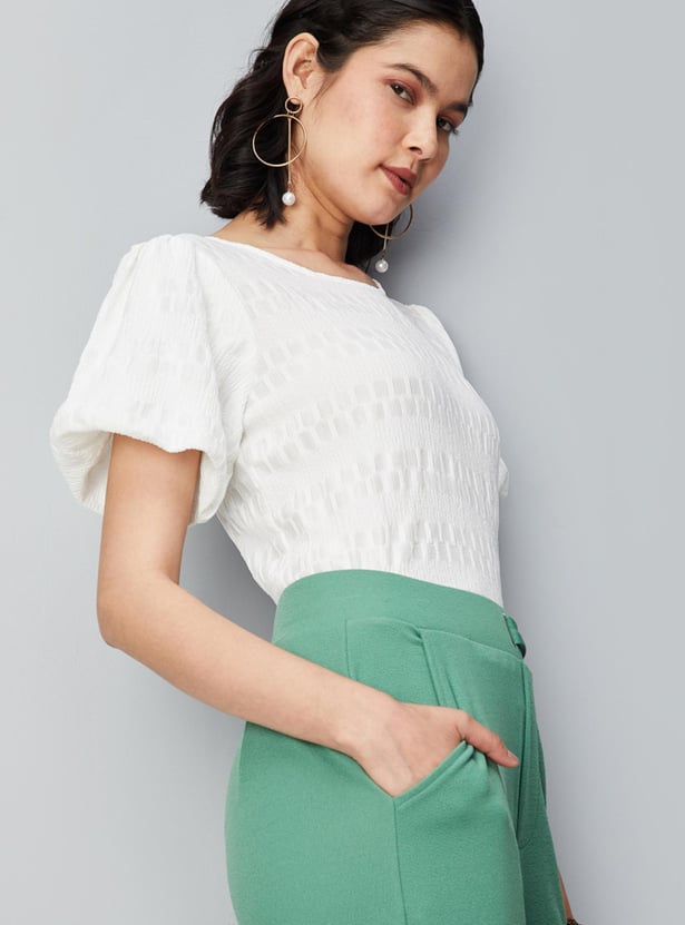 Buy Women Textured Knit Semi-Formal Top Online at just Rs. 899.0 ...